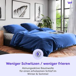 Bettw&auml;sche WOLKENFELDmarineblau, Renforc&eacute;, Obermaterial: 100% Baumwolle, Bettw&auml;sche, "Renforc&eacute; Bettw&auml;sche Baumwolle - Nat&uuml;rlich weiches