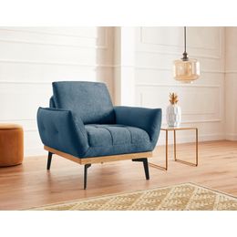 Sessel, B:92cm H:87cm T:95cm, blau, exxpo - SOFA FASHION, Wohnzimmer, Sessel, "Palic, Loungesessel mit R&uuml;ckenverstellung, hoher Entspannungskomfort",