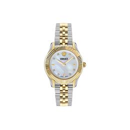 Versace Damen Quarzuhr "GRECA TIME"silbergoldfarben, Armbanduhren, Armbanduhr, Damenuhr, Swiss Made, Edelstahlarmband, analog, Diamant