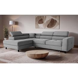 Ecksofa OTTO HOME, B:254cm H:90cm T:199cm, grau, 100% Polyester, Wohnzimmer, Sofas, "AADEN Schlafsofa 254 cm - OTTO. Verl&auml;ssliche Qualit&auml;t.", mit