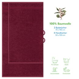 Handtuch Set HAMMETEX, rot, Frottier, Obermaterial: 100% Baumwolle, Handtuch-Sets, "6-teiliges Handtuch Set, 100% Baumwolle, Weich & Saugstark", mit