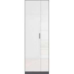 Mehrzweckschrank Rauch, B:69cm H:210cm T:41cmgraumetallic, hochglanz wei&szlig;, griffe graumetallic, Holzwerkstoff, K&uuml;che, Schr&auml;nke, "Garderobe