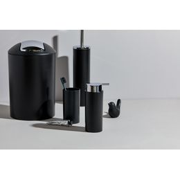 Badaccessoire-Set Wenkoschwarz, Kunststoff, Badaccessoires-Sets, "Calvo", Seifenspender, Zahnputzbecher, WC-Garnitur & Kosmetikeimer