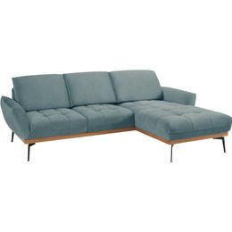 Ecksofa, B:245cm H:87cm T:185cm, blau, exxpo - SOFA FASHION, Webstoff Premium: 67% Polyester, 33% Baumwolle;Webstoff: 100% Polyester;Velours: 100%