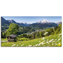 Wandbild Artland, B:100cm H:50cm, gr&uuml;n, Wohnzimmer, Bilder, "Landschaft in den Bayerischen Alpen", als Leinwandbild, Poster in verschied. Gr&ouml;&szlig;en