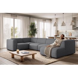 Wohnlandschaft OTTO HOME, B:367cm H:70cm T:206cm, grau, 100% Polyester, Sofas, "Merid U-Form, B: 367 cm", jederzeit durch Module erweiterbar
