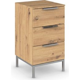 Nachtkommode Rauch "Nachttisch Nachtschrank Nachtkonsole FLIPP", eiche artisan, B:40cm H:72cm T:42cm, Holzwerkstoff, Sideboards, mit 3 Schubladen und Soft-Close-Funktion