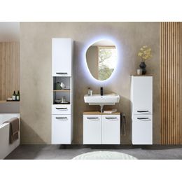 Hochschrank SAPHIR, B:32,4cm H:176cm T:32,2cm, wei&szlig;, Holzwerkstoff, Badezimmer, Schr&auml;nke, "Quickset 500, Badschrank 32,4 cm breit", 3 Einlegeb&ouml;den, 1