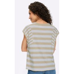 Heine Damen T-Shirt "Shirt", beige, Gr. 34, gemustert, mehrfarbig, 100% Baumwolle, Shirts