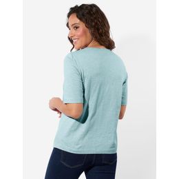 Casual Looks Damen Kurzarmshirt "V-Shirt", blau, Gr. 36, unifarben, 98% Baumwolle, 2% Polyester, Shirts