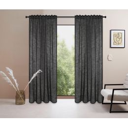 Gardine, B:140cm H:245cm, schwarz, LeGer Home by Lena Gercke, Polyester, Wohnzimmer, Gardinen, "Marusha", 1 Schal, Leinenoptik, grob gewebt,