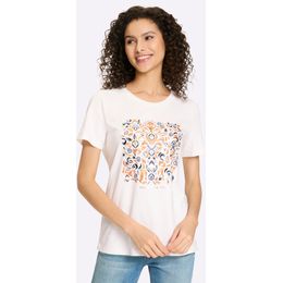 Heine Damen T-Shirt "Druck-Shirt"ecru, taubenblau, bedruckt, Gr. 42, bedruckt, gemustert, mehrfarbig, 95% Baumwolle, 5% Elasthan, Shirts