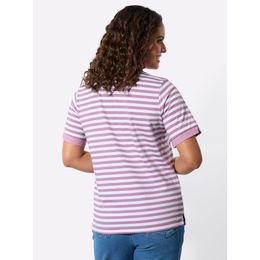 Casual Looks Damen Poloshirt "Poloshirt", rosa, Gr. 44, gemustert, gestreift, 100% Baumwolle, Shirts