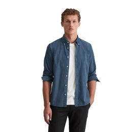 Marc O'Polo MARC O'POLO Herren Langarmhemd "aus reiner Bio-Baumwolle"stormy blau, Gr. XXXL, unifarben, Obermaterial: 100% Baumwolle, Hemden