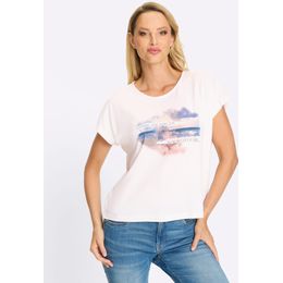 Heine Damen T-Shirt "Shirt", wei&szlig;, Gr. 44, bedruckt, gemustert, mehrfarbig, 95% Viskose, 5% Elasthan, Shirts