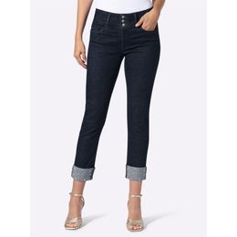 Push-up-Jeans Heine, Damen, Gr. 42, Normalgr&ouml;&szlig;en, dunkelblau, 98% Baumwolle, 2% Elasthan, unifarben, 7/8-L&auml;nge, Jeans