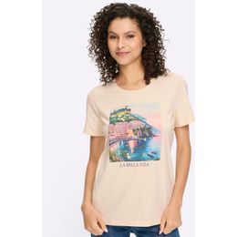 Heine Damen T-Shirt "T-Shirt", beige, Gr. 40, bedruckt, gemustert, mehrfarbig, 95% Baumwolle, 5% Elasthan, Shirts