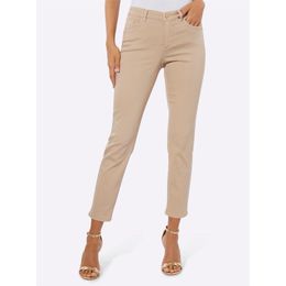 Ascari Damen 5-Pocket-Jeans, beige, Gr. 19, unifarben, 54% Baumwolle, 37% Lyocell, 6% Elastomultiester, 3% Elasthan, Jeans