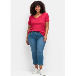 sheego Damen Bequeme Jeans, blau, Gr. 58, unifarben, 99% Baumwolle, 1% Elasthan, Jeans