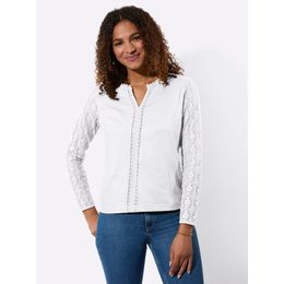 Inspirationen Damen Spitzenshirt "Shirt"wei&szlig;, Gr. 44, unifarben, 100% Baumwolle, Spitze:100% Baumwolle, Shirts