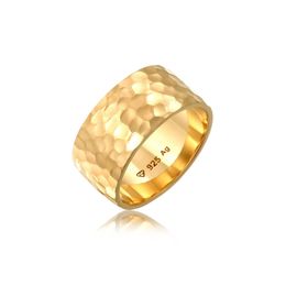 Elli Damen Fingerring "Breit Bandring Geh&auml;mmert Matt Schmuck Geschenk 925er Silber", 52mm, ohne Stein, Silber 925 (Sterlingsilber), 9mm, gold, Silber