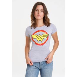 logoshirt Damen T-Shirt "Wonder Woman Circle Logo", grau, Gr. M, unifarben, 95% Baumwolle, 5% Elasthan, Shirts, mit lizenziertem Print