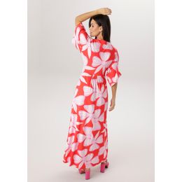 Damen Maxikleid, rot, Gr. 36, Aniston SELECTED, bedruckt, gebl&uuml;mt, gemustert, gestreift, Single Jersey, Obermaterial: 95% Viskose, 5% Elasthan,