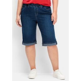 sheego Damen Jeansbermudas, blau, Gr. 54, unifarben, 99% Baumwolle, 1% Elasthan, Jeans