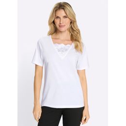 2-in-1-Shirt Classic Basics "2-in-1-Shirt", Damen, Gr. 38, ecru, 100% Baumwolle, bedruckt, gebl&uuml;mt, gemustert, mehrfarbig, V-Ausschnitt, Shirts 2-in-1 Shirt