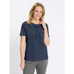 Classic Basics Damen Kurzarmshirt "Kurzarm-Shirt", blau, Gr. 44, unifarben, 100% Baumwolle, Shirts