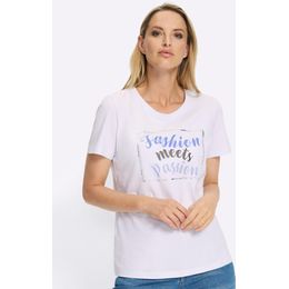 Heine Damen T-Shirt "Shirt", wei&szlig;, Gr. 38, bedruckt, gemustert, mehrfarbig, 95% Baumwolle, 5% Elasthan, Shirts