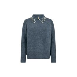 soyaconcept Damen Strickpullover "Soya Concept Sweater SC-NESSIE 61"96760 flint blau melange, Gr. XS, Obermaterial: 49% Polyacryl, 26% Wolle, 22%