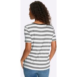 Heine Damen T-Shirt "Shirt", schwarz-wei&szlig;, Gr. 36, bedruckt, gemustert, gestreift, mehrfarbig, 95% Viskose, 5% Elasthan, Shirts