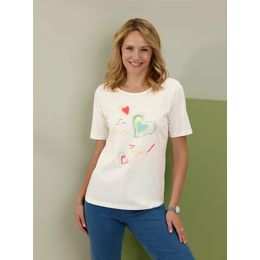 Kurzarmshirt Classic Basics "Kurzarm-Shirt", Damen, Gr. 44, ecru, apfel, 100% Baumwolle, bedruckt, gemustert, mehrfarbig, Rundhals, Shirts