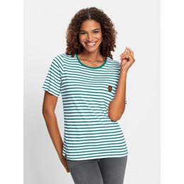 Casual Looks Damen T-Shirt "Shirt", gr&uuml;n, Gr. 38, gemustert, mehrfarbig, 50% Baumwolle, 50% Modal, Shirts