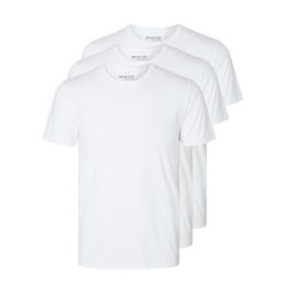 Selected Herren T-Shirt "SLHROLAND SS O-NECK TEE 3-PACK NOOS", wei&szlig;, Basic, Gr. XXL, unifarben, Jersey, Obermaterial: 95% Baumwolle, 5% Elasthan,