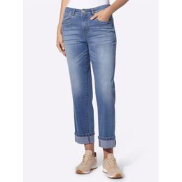 Bequeme Jeans Heine, Damen, Gr. 38, Normalgr&ouml;&szlig;en, blau, stone, washed, 99% Baumwolle, 1% Elasthan, unifarben, 7/8-L&auml;nge, Jeans