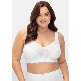 sheego Damen B&uuml;gelloser BH, Gr. 105, wei&szlig;, 95% Baumwolle, 5% Elasthan, Spitze:10% Elasthan, 90% Polyamid, BHs