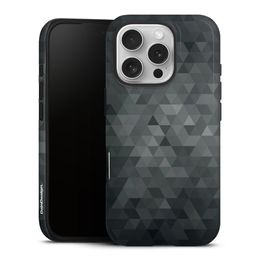 DeinDesign iPhone 16 Pro Handy Panzer Handyh&uuml;lle robuste Outdoor H&uuml;lle Schutzh&uuml;lle gl&auml;nzend Muster Black Triangle Tough Case