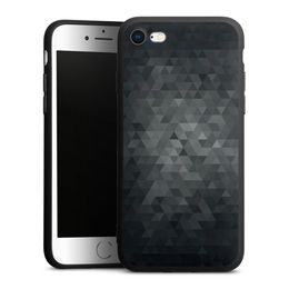 DeinDesign iPhone SE (2020) Handy Premium Silikon H&uuml;lle Handyh&uuml;lle schwarz Case Triangle Black Muster Silikon Premium Case