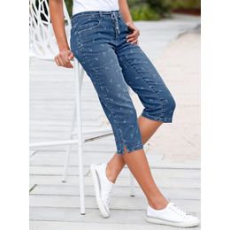Casual Looks Damen Caprijeans, blau, Gr. 46, gemustert, mehrfarbig, 81% Baumwolle, 17% Polyester, 2% Elasthan, Jeans