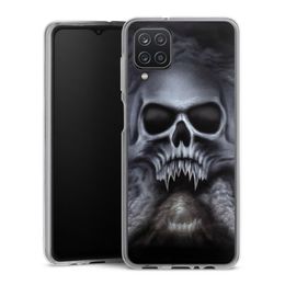 DeinDesign Galaxy A12 Handy Silikon H&uuml;lle Case transparent Handyh&uuml;lle Halloween Totenkopf Skull Silikon Case