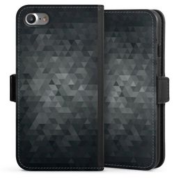 DeinDesign iPhone SE (2020) Handy Klapph&uuml;lle Handyh&uuml;lle aus Kunst Leder schwarz Flip Case Black Triangle Muster Sideflip mit Lasche