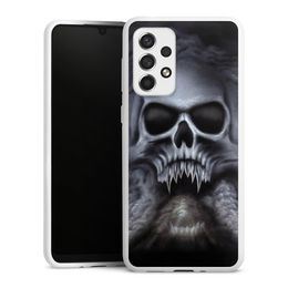 DeinDesign Galaxy A33 5G Handy Silikon H&uuml;lle Case wei&szlig; Handyh&uuml;lle Halloween Totenkopf Skull Silikon Case