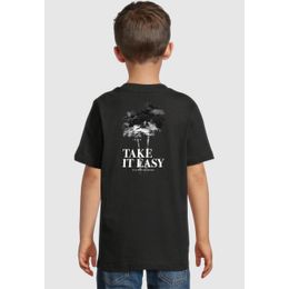 MisterTee Jungen T-Shirt "MisterTee Kids Take It Easy Palm Paradise Tee", schwarz, Gr. 146, bedruckt, 100% Baumwolle, Shirts