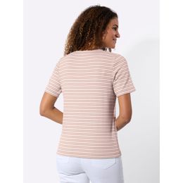 Casual Looks Damen T-Shirt "Shirt", beige, Gr. 38, gemustert, gestreift, mehrfarbig, 95% Baumwolle, 5% Elasthan, Shirts