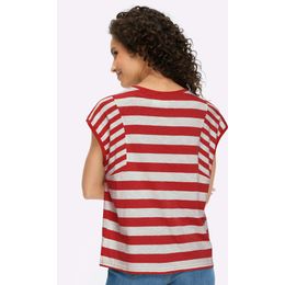 Heine Damen T-Shirt "Shirt", rot, Gr. 50, gemustert, mehrfarbig, 100% Baumwolle, Shirts