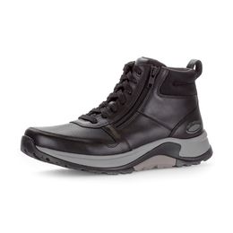 Herren Sneaker, Gabor Rollingsoft, Gr. 9schwarz, Glattleder, Textil, unifarben, Schuhe, Schn&uuml;rboots, Komfortschuh in Bequemweite G (= weit)