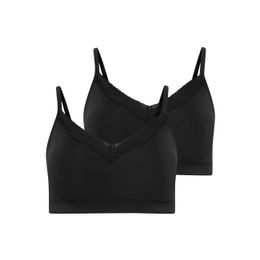 Jockey Damen Bralette "Soft Stretch Lace", Gr. L, schwarz, Jersey, Obermaterial: 92% Polyamid, 8% Elasthan, unifarben, BHs, verstellbare Tr&auml;ger f&uuml;r