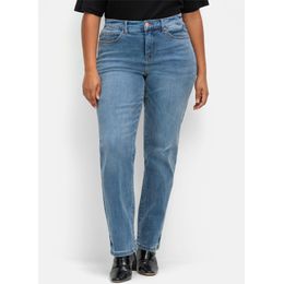 sheego Damen Bequeme Jeans, blau, Gr. 88, unifarben, 96% Baumwolle, 4% Elasthan, Jeans